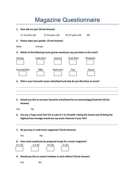 Questionnaire | PDF