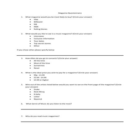 Magazine questionnaire | DOCX
