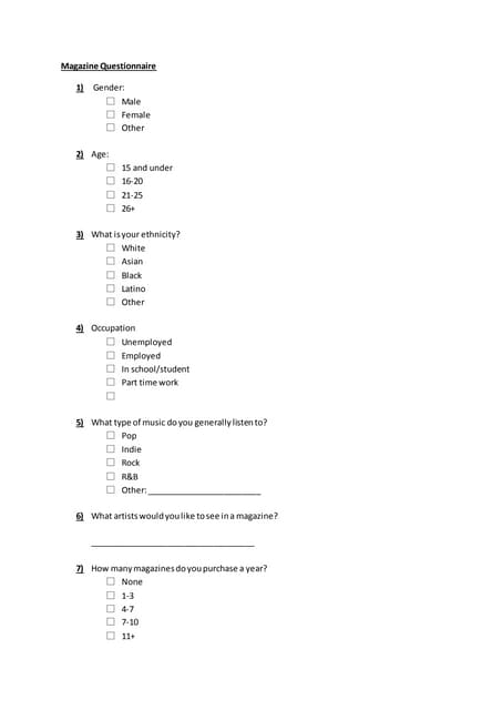 Questionnaire | PDF