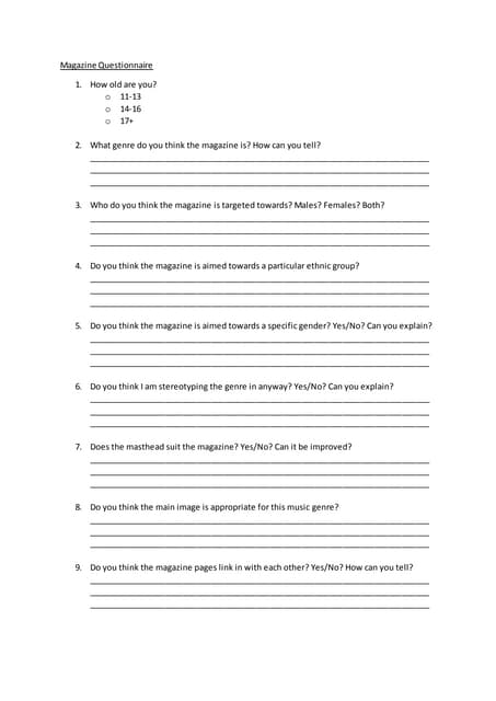 Questionnaire | PDF