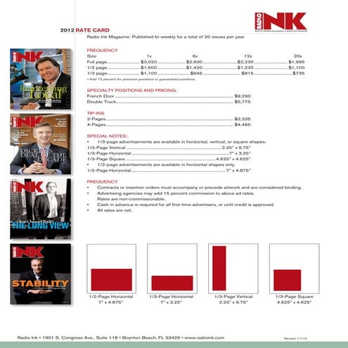Radio Ink Magazine ratecard | PDF