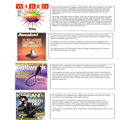 Magazine front cover analysis's | DOCX