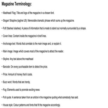 Magazine Cover Terminology | PPTX