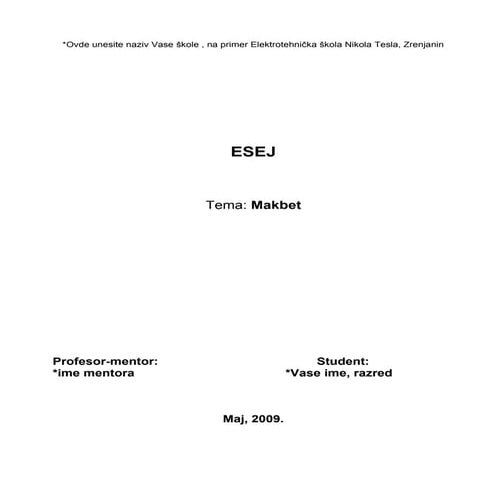 Magbet vilijam sekspir | DOC