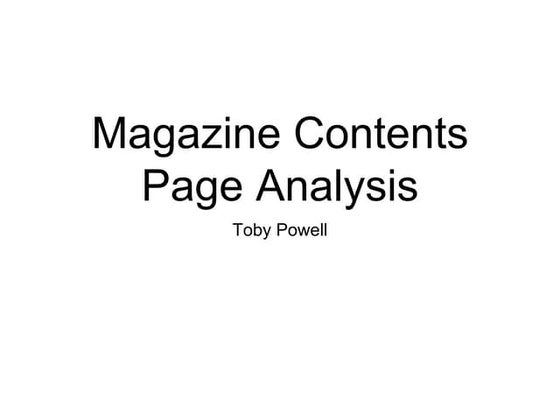 Contents page analysis "We Love Pop" | PPTX