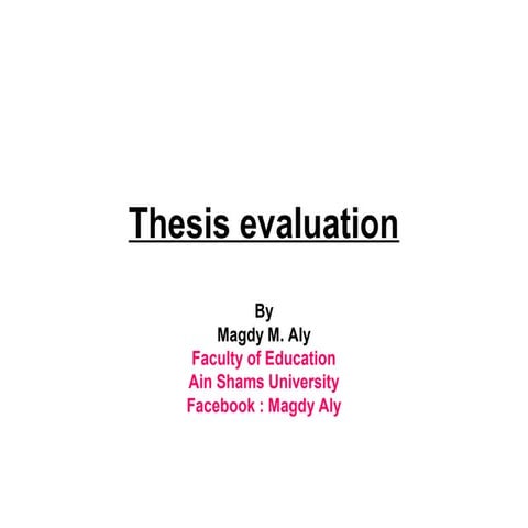 Magdy thesis evaluation | PPT