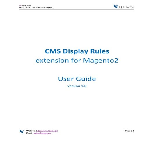 Magento 2 CMS Display Rules Extension by IToris inc. | PDF | Web Development | Internet