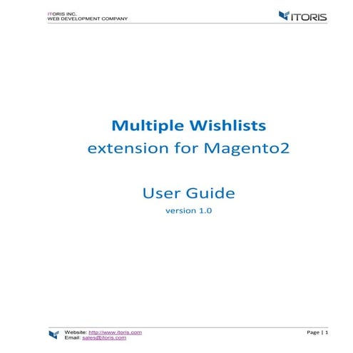 Magento 2 Multiple Wishlists Extension by IToris inc. | PDF