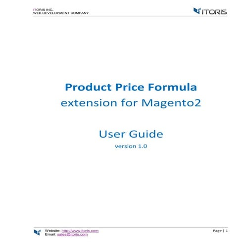Magento 2 Product Price Formula Extension by IToris inc. | PDF