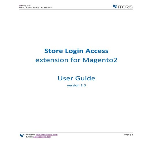 Magento 2 Store Login Access Permissions Extension by IToris Inc. | PDF
