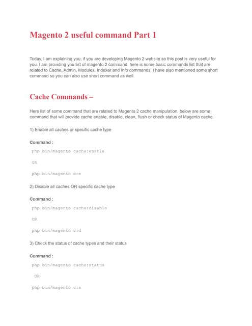 Magento 2 Useful Command Part 1pdf 1600