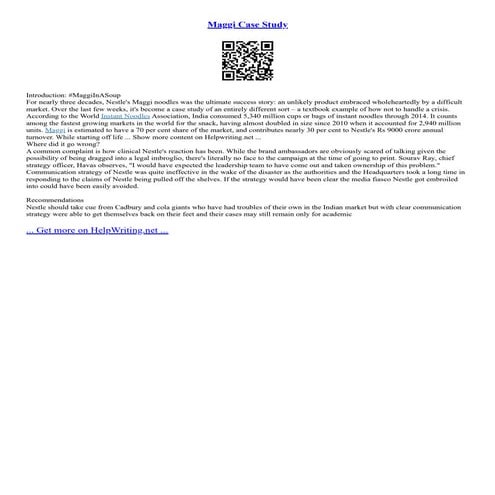 Maggi Case Study | PDF