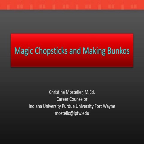 Magic Chopsticks and Making Bunkos: Can a Comic Book Teach Career Planning | PDF