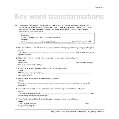 Fce key-word-transformation 250 exercises | DOC