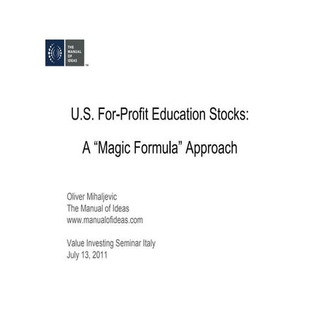 The Magic Formula Approach - A Case Study | PDF