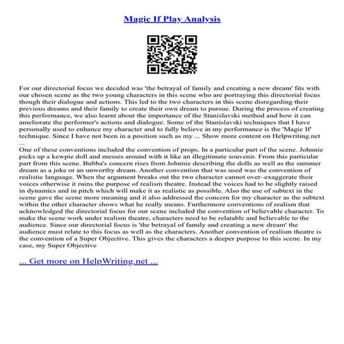Magic If Play Analysis | PDF