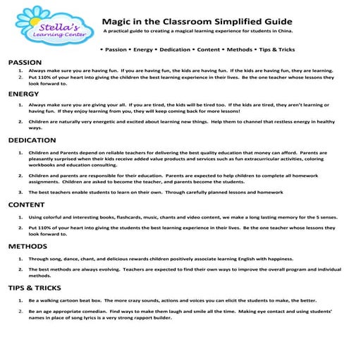 Magic in the classroom handbook | DOC