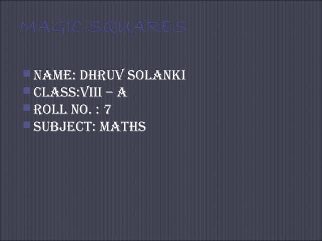 Magic Squares | PPT