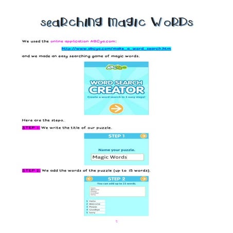 Magic Words Searching Game Instructions | PDF