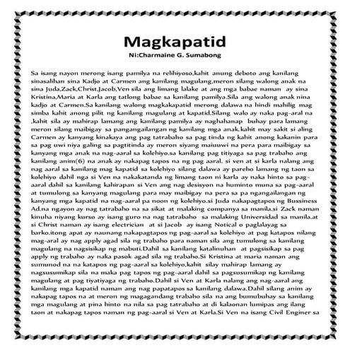 Magkapatid - Charmaine Sumabong | DOCX