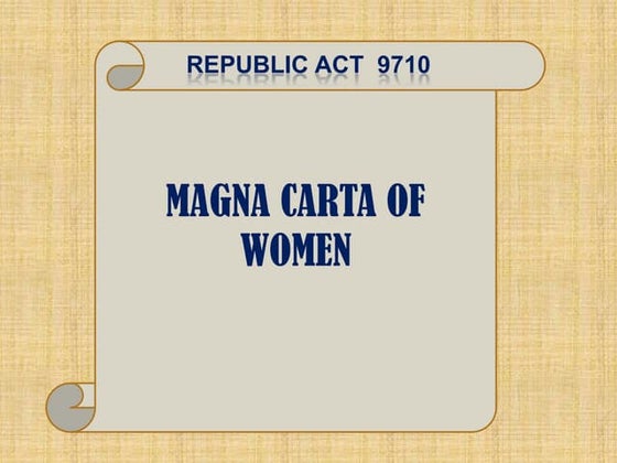 Republic Act No. 9710 – Magna Carta of Women | PPT