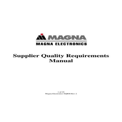 Magna supplier quality_requirements_manual_rev2 | PDF