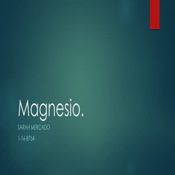 Magnesio.pptx producto de la dieta, es un electrolito | PPTX