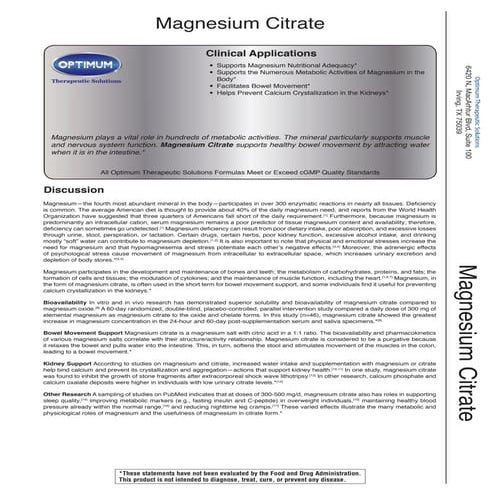 Magnesium Citrate Supports Healthy Bowel Movement | PDF