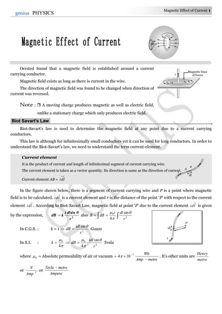 Magnetic Effects Of Current Class 12 Part-1 | PPT