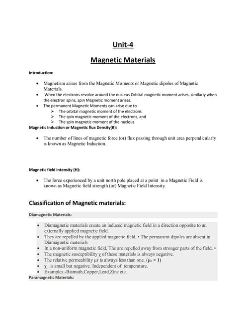 Magnetic susceptibility vs temperature of Dia, para, ferro, ferri and anti-ferromagnetic ...