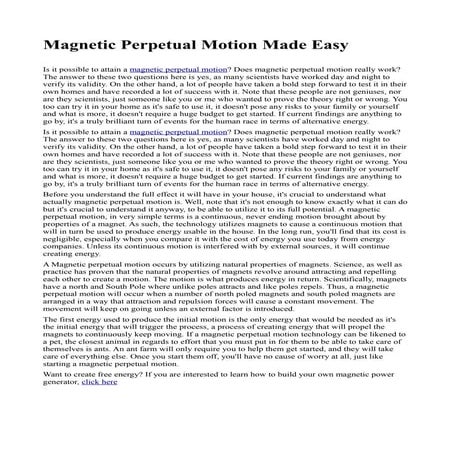 Magnetic perpetual motion made easy | PDF