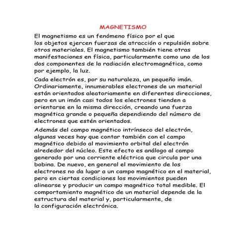 Magnetismo en la materia | PPTX