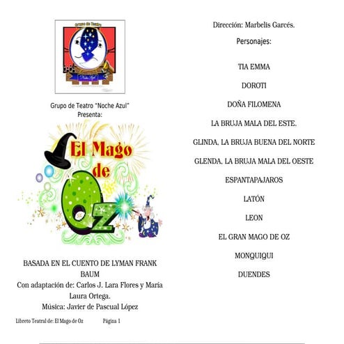 Guion de el mago de oz | DOCX