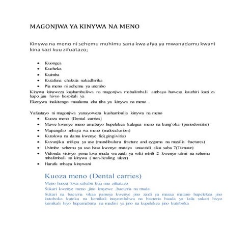 Magonjwa ya kinywa na meno | DOCX