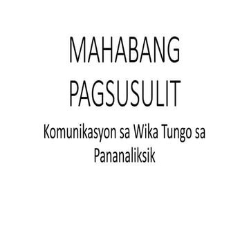 Mahabang pagsusulit sa linggwistika | PPTX