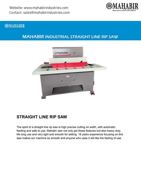 MAHABIR - STRAIGHT ARM RIP SAW | PDF