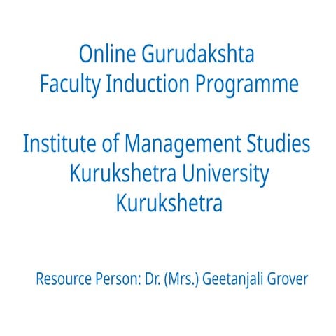 Online Gurudakshta Faculty Induction Programme | PPTX