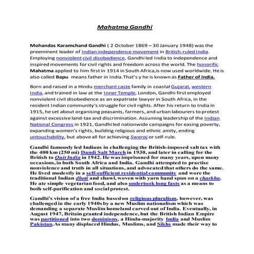 Biography of Mahatma Gandhi | DOCX