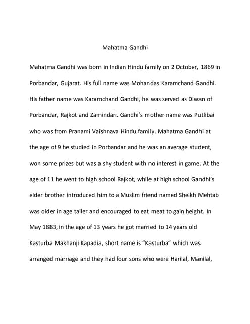 Biography of Mahatma Gandhi : 1869-1948 | PPT