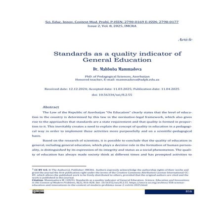 Standards as a quality indicator of General Education | PDF