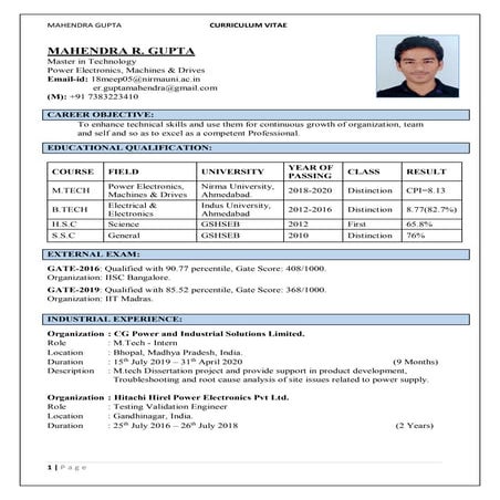 Mahendra gupta CV 03-2020_1 | PDF