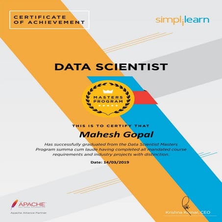 Mahesh gopal Data Scientist (Masters Program) | PDF