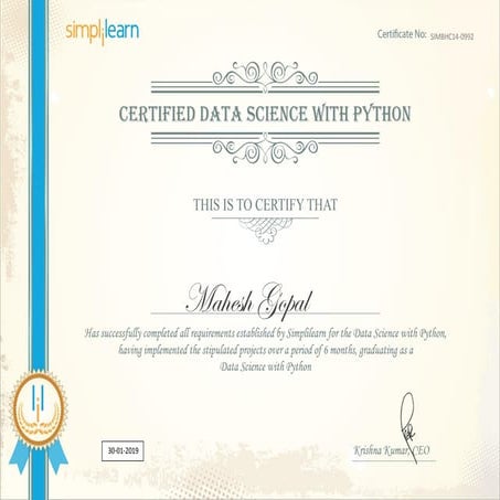 Mahesh gopal - Data Science with python