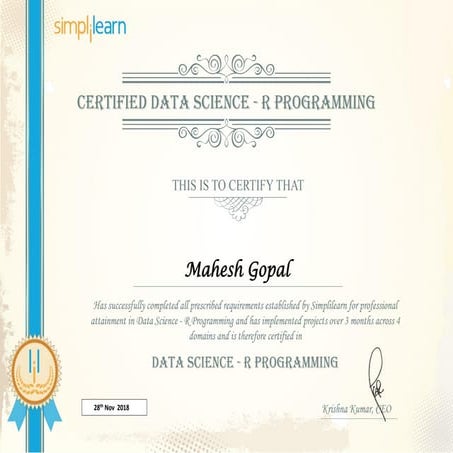 Mahesh Gopal - Data Science with R | PPT