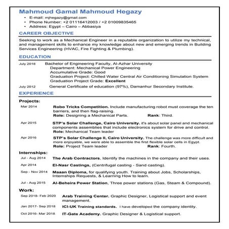 Mahmoud Hegazy CV | PDF