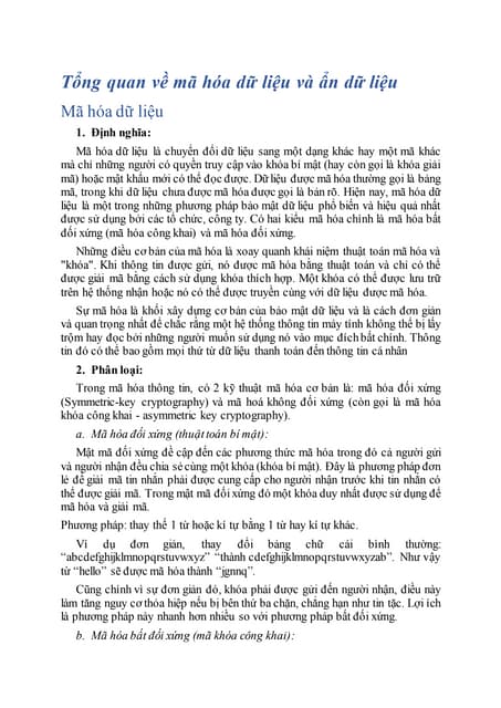 Tìm hiểu hệ mã hoá RSA và cách triển khai vào hệ thống | PPTX