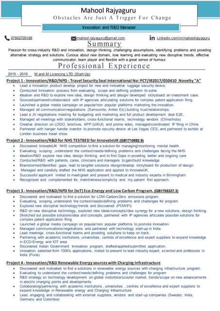 Mahool rajyaguru innovation manager | PDF