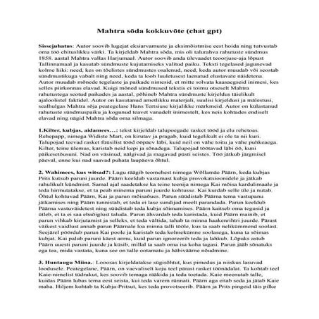 Mahtra sõda kokkuvote | PDF