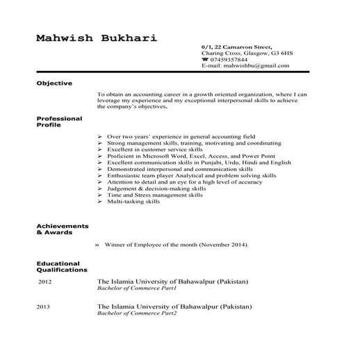 Mahwish cv | DOC