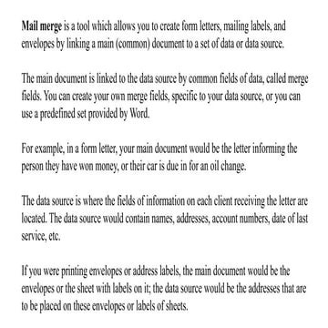 Mail merge, cross referencing | PPT